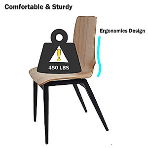 4 Pack Kitchen Dining Chairs with Bentwood Seat and Metal Legs, Indoor Outdoor Side Chair for Cafe, Bistro and Restaurant, Ergonomic Design, Natural