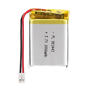 AKZYTUE 3.7V 1000mAh 803443 Lipo Battery Rechargeable Lithium Polymer ion Battery Pack with JST Connector