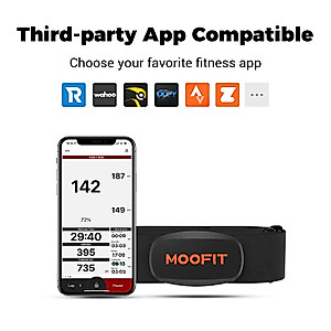 moofit Heart Rate Monitor Chest Strap Bluetooth/ANT+ Waterproof HR Monitor Chest Strap Heart Rate Monitor Compatible with Peloton, Zwift, Rouvy, TRX, Elite HRV, Peloton, Strava, DDP Yoga