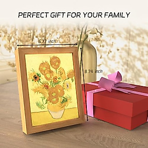 ESUE Idea Art Design Night Light for Kids or Family, Picture Desk Lamp, 8.6 inch Bedside Table Lamp, 3 Light Modes Dimmable Desktop LED for Living Room Home Office Gifts (VG-Sunflowers)