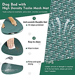 Upgraded Elevated Dog Bed with Canopy, Portable Raised Outdoor Dog Bed with Stable Anti-Slip Feet, Wider Shade Off Ground Pet Bed Cot, Raised Dog Beds for Large Dogs Camping, Indoor & Outdoor Use