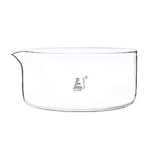EISCO Crystallizing Dish, 3500ml - Flat Bottom, with Spout - Borosilicate 3.3 Glass - Laboratory, Kitchen, Crafts