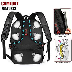 star cloud SC 17.3 Inch Business Laptop Backpack - Anti Theft Water Resistant Bookbag with USB Charging Port - Durable College School Daypack for Men Women, Black