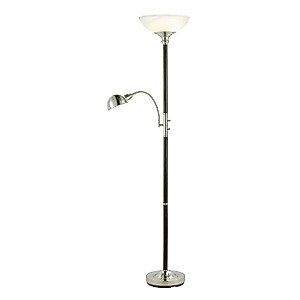 Adesso 4052-15 Lexington 71" Combo 2-Light Floor Lamp, Walnut, Smart Outlet Compatible