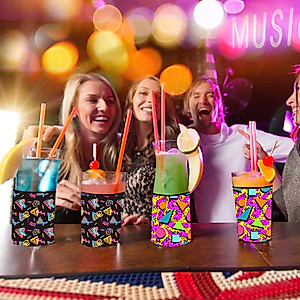 12 Pieces Retro 80s 90s Vintage Beer Can Coolers Sleeves Neoprene Drink Holders Bottle Can Sleeves Retro Party Supplies Memphis Fashion 80s Neon Can Cooler Sleeves 80s 90s Retro Party Supplies