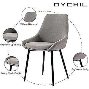 DYCHIL Dining Chairs Set of 2 Ergonomic Living Room Chairs Light Grey Kitchen Chairs,Loads Up to 270lbs,Quick Assembly,Dining Room Chairs with Arms for Kitchen,Dining, Bedroom, Living Room