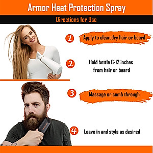 Tame the Wild Beard Straightener with Heat Protectant - Argan Oil, Keratin & Aloe Fortified Spray for Men's Hair & Beard - Large 8.5 Fl Oz Bottle