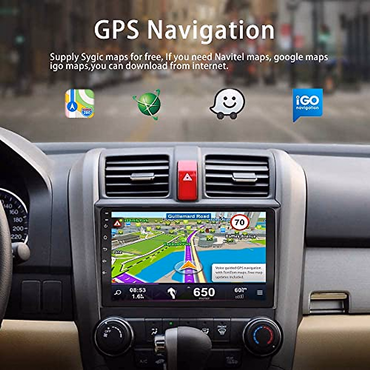 Android Car Stereo Double Din for Honda CRV 2007 2008 2009 2010 2011 Radio Hikity 9 Inch Touch Screen Bluetooth WiFi GPS FM Support Mirror Link with Dual USB Input & Backup Camera