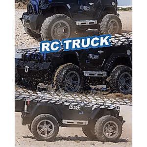 LYINSU Remote Control Car RC Racing Cars,1:18 Scale 2.4Ghz Auto Mode Rechargeable Rc Trucks,SUV Jeep Rc Cars Toys Gifts for Boys Kids Girls Teens (Black Remote Control car)