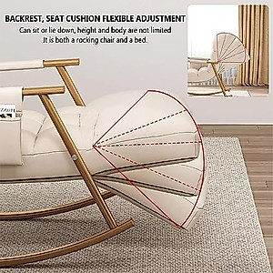 DSEWTEZXI Modern Comfortable Upholstered Rocking Chair,Patio Rocking Chair with Side Pockets,Modern Lounge Chair for Balcony, Outdoor Rocking Chair with armrests,Adjustable backrest Height.