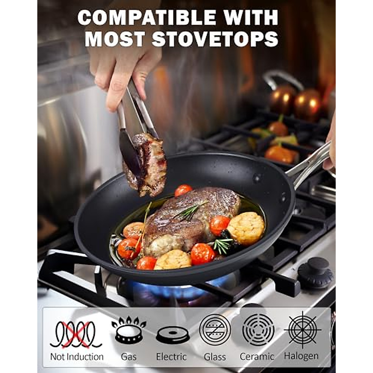 Cooks Standard 8-Piece Nonstick Hard Anodized Cookware Set, Pots and Pans Set Includes Saucepans, Stockpot, Frying Pans, Lids, Black