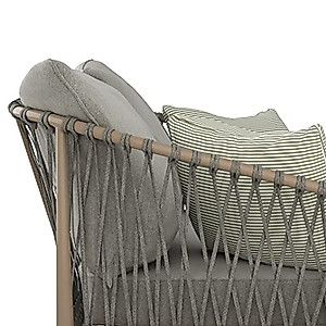 SIMPLIHOME Belize 75 Inch Wide Contemporary Outdoor Sofa (Set of 2) with Back Cushions in Sand Drift Polyester Fabric, For the Living Room and Family Room