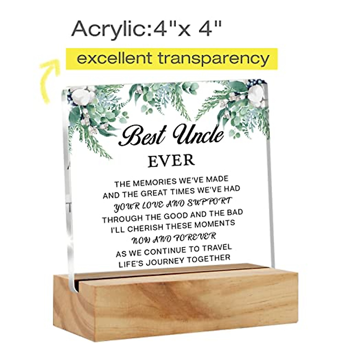 Best Uncle Ever Gift Uncle Sayings Desk Decor Uncle Acrylic Desk Plaque Sign with Wood Stand Home Office Table Desk Sign Keepsake