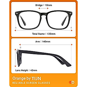TIJN Blue Light Blocking Glasses for Women Men Clear Frame Square Nerd Eyeglasses Anti Blue Ray Computer Screen Glasses