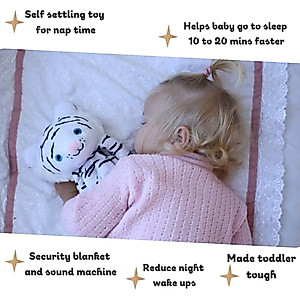 Portable Sound Machine Baby - White Noise & Lullaby – Toddler Sleep Aid - Baby Boy or Girl - Baby Shower - White Tiger Baby Blanket – Plush & Cuddly – Miracle for Reducing Night Time Wake ups