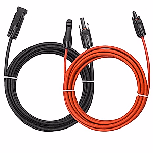 Fencia 40 Feet 10AWG Solar Extension Cable with Female and Male Connector, Solar Panel Extension Cable Wire Adapter Kit, with Extra Pair of Connectors, 1 Pair Red and Black (40Ft 10AWG)