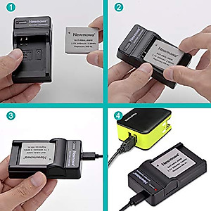 Newmowa NB-4L Replacement Battery (2-Pack) and Portable Micro USB Charger Kit for Canon PowerShot ELPH 100 HS,300 HS,310 HS,SD30,SD40,SD200,SD300,SD400,SD600,SD750,SD780 is,SD960 is,SD1000,SD1100 is