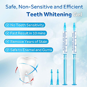 EZGO Teeth Whitening Gel Refill Pack and Remineralization Gel Teeth Whitening LED Light Combo, Non-Sensitive Teeth Whitener Sets Helps to Remove Smoking, Coffee, Wine Stains