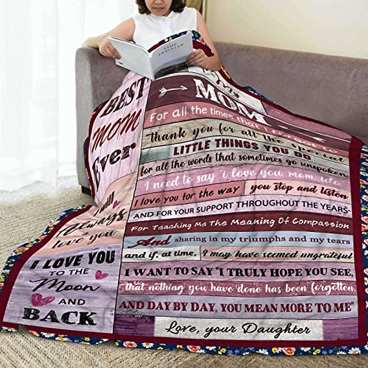 AJIIUSV Mom Gifts Mothers Day Blanket Gifts for Mom Blankets for Mom from Daughter to My Mom Blanket Mom Birthday Gifts Christmas Thanksgiving Gifts Throws Blankets 50"x60"