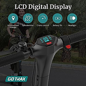 Gotrax XR Elite MAX Electric Scooter -10" Pneumatic Tires, Max 20 Miles Range, 15.5Mph Speed Power by 350W Motor, Large Digital Display and Cruise Control for Foldable Commuter E-Scooter for Adult