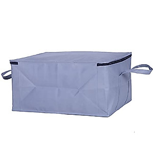 Wismart Large Capacity Zippered Clothes Storage Bags with Plastic Clear Window and Durable Handles Great for seasonal storage, Bedding, Blankets ,Foldable with Sturdy Zipper, 4 Pack, Grey (Large, Grey-4Pack)