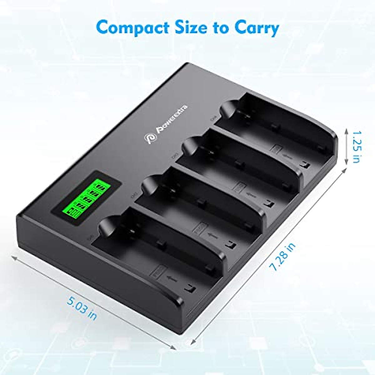 Powerextra 4-Channel Battery Charger with LCD Display for Sony NP-F970, NP-F960, NP-F950, NP-F930, NP-F770, NP-F750, NP-F570, NP-F550 Camera Battery