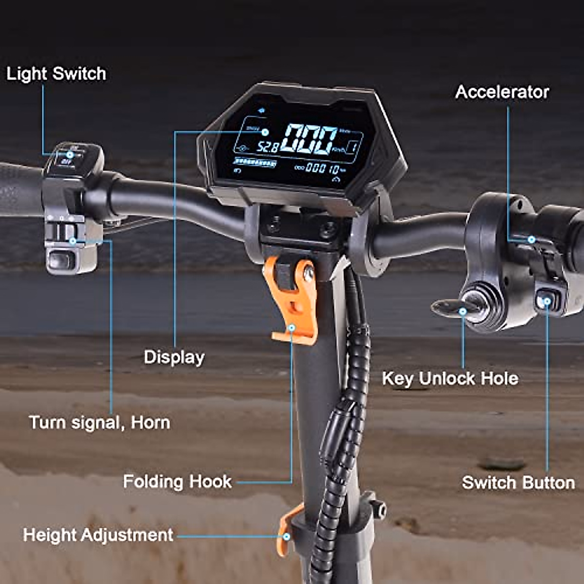 Electric Scooter with Seat, 1000W Electric Scooter for Adults Up to 35 MPH & 50 Miles Ranges, 10" Off Road Tires, Dual Disk Brake & Shock Absorption System, Handbar Case and Air Pump Included