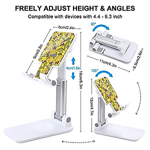 Yellow Lemon Bee Foldable Desktop Cell Phone Holder Portable Adjustable Stand for Travel Desk Accessories
