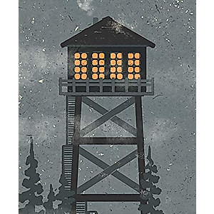 Forest Wilderness Art Print - 18 x 24 Nature Woods Trees Landscape Unframed Artwork Night Sky Lookout Tower Crescent Moon Outdoor Inspiration Poster Calming Peaceful National Park Decor