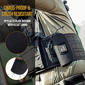 OneTigris Eyeglasses Hard Case Tactical Molle Zipper Sunglasses Carrying Case 1000D Nylon with Clip (Black)