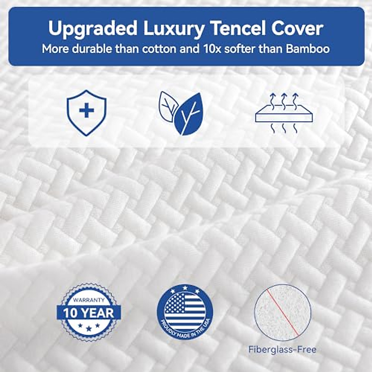 RV Mattress Short Queen 10 Inch Memory Foam Mattress, Cooling Green Tea/Gel Medium Firm Bed Mattress in a Box for Camper/Trailer/Truck, Pressure Relief Mattress Made in USA 75'' x 60''