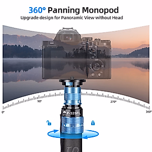 SIRUI P-325FL Carbon Fiber Monopod with Feet, 67" Professional Monopod for Cameras, Lightweight Travel Monopod for DSLR Camera, Max Load 22lbs, 360° Panorama, 5-Section, Quick Release Plate