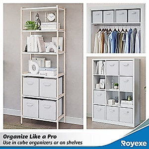 Royexe Cube Storage Baskets for Organizing - 11 Inch - Set of 8 Heavy-Duty Storage Cubes for Storage and Organization, Makes The Perfect Bins for Cubby Storage Boxes or Cube Storage Organizer (White)