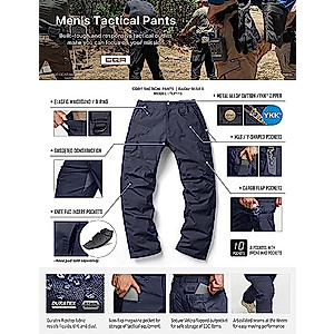 CQR Men's Tactical Pants, Water Resistant Ripstop Cargo Pants, Lightweight EDC Work Hiking Pants, Outdoor Apparel, Duratex Police Navy, 28W x 30L