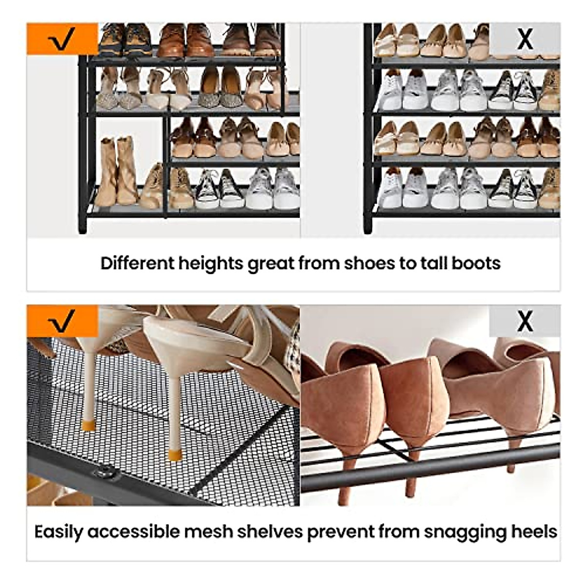Yaheetech 6-Tier Shoe Rack Organizer, Shoe Shelf Organizer with Storage Box, Free standing Shoe Storage Rack for Entryway, Living Room, Holds 24 Pairs of Shoes, Industrial Style