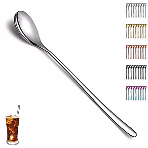Evanda Long Handle Iced Tea Spoons Set of 12 Pieces, Stainless Steel Teaspoons, Stirring Bar Spoon, Coffee Spoon, Ice Cream Spoon, Cocktail Spoon, Dishwasher Safe