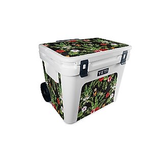 MightySkins Skin Compatible with Yeti Roadie 60 Wheeled Cooler - Dark Hibiscus | Protective, Durable, and Unique Vinyl Decal wrap Cover | Easy to Apply, Remove, and Change Styles | Made in The USA