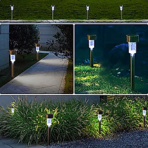 INSOME Solar Lights Outdoor Waterproof,12 Pack Stainless Steel Bright Solar Powered Landscape Lights,Solar Pathway Lights,Solar Garden Lights for Yard Patio Walkway Spike