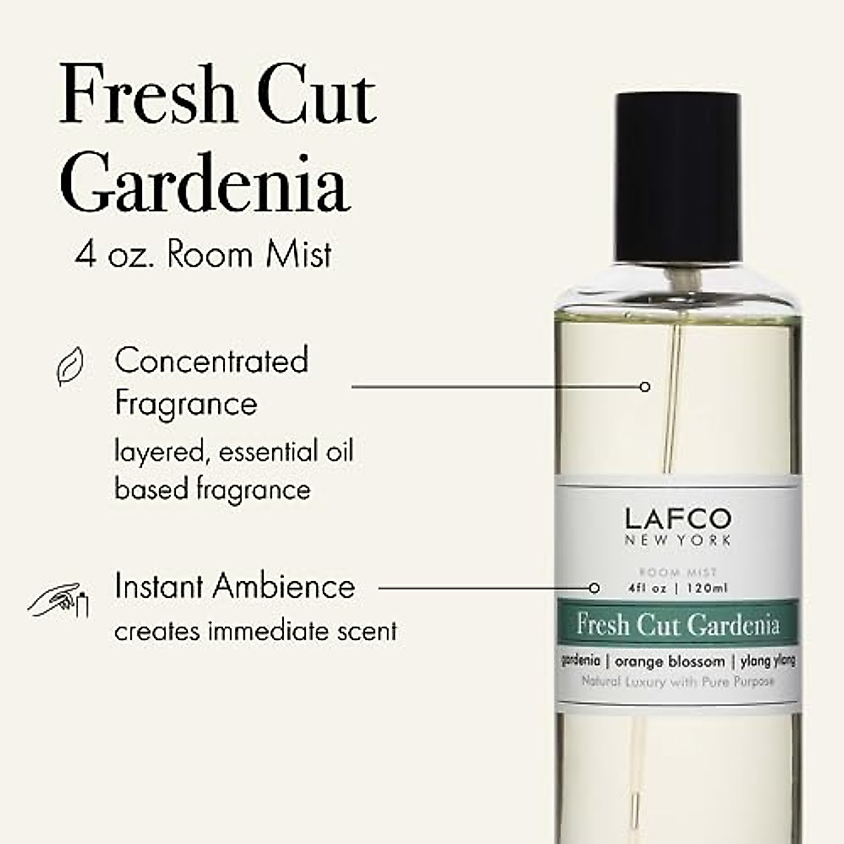 LAFCO Home Fragrance Mist, Fresh Cut Gardenia, 4 Fl oz.