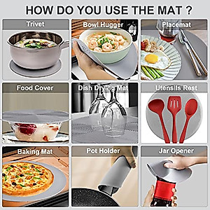 2 In 1, Aidacom Microwave Cover for Food & 10" Versatile Mat- Prevent Burns, Microwave Food Cover for Plates 12 11 10 Inch, Collapsible Microwave Splatter Cover Gurad & Silicone Trivet, BPA Free, Grey