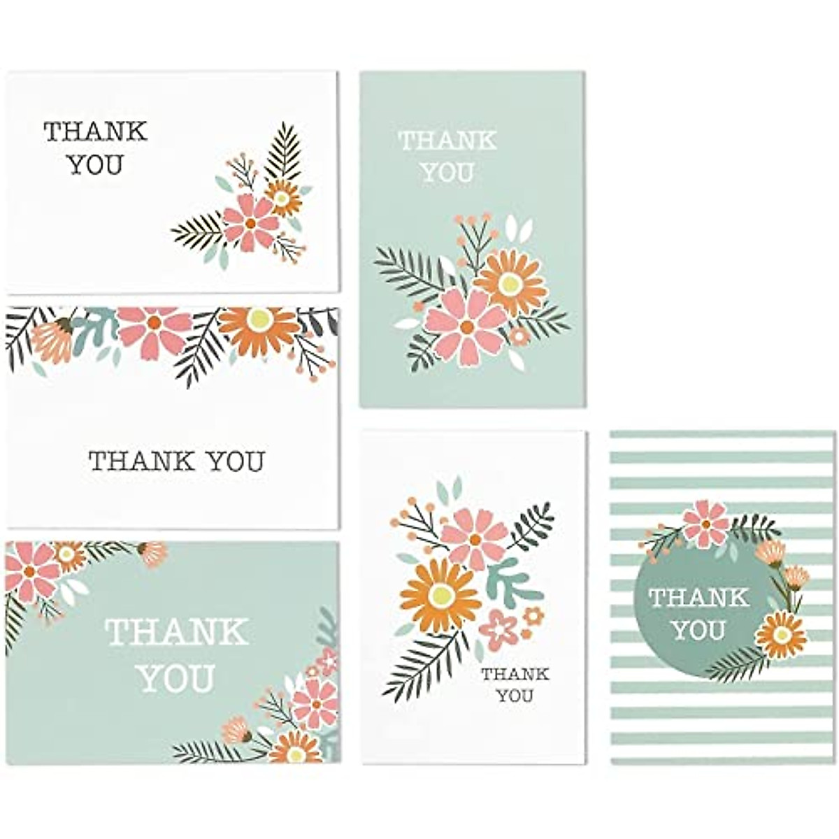 Assorted Thank You Cards Bulk, Blank Greeting Notes with Envelopes (4x6 In, 144 Pack)