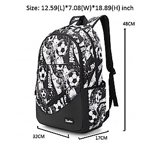 ETAISHOW Football-Print Backpack for Boys Elementary Middle School Soccer Backpack for Kids School Bag for Teens