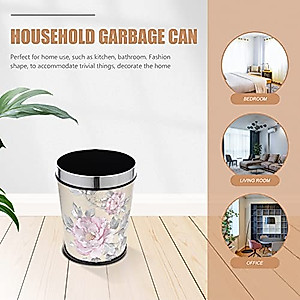 Healeved Garbage Decorative Home Steel Storage Pattern Trash Plastic Container Flower Floral Small Rooms Room Fixed Bedroom Open Laundry Recycling Hotel Wastebaskets Holder Multi-Function