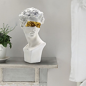 aboxoo David Statue of Greek Statues for Home Decor,Classic Bust Statue White and Gold,Resin Figurines for Office Classic Greek Mythology Decor, Resin Figurines for Office Shelf Decor(White)