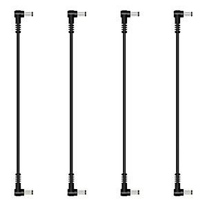 Fancasee (4 Pack 1 ft 5.5mm x 2.5mm 90 Degree Right Angle Male to Male Right Angle DC Power Adapter Cable Cord for IP Camera CCTV Surveillance Security Camera LED Strip DVR Router Invoice Printer