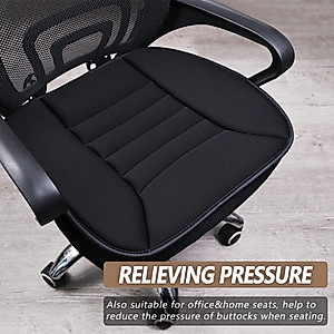 MYFAMIREA Car Seat Cushion Pad 1.2" Thick Comfort Seat Protector for Car Driver Seat Office Chair Home Use Memory Foam Seat Cushion with Non Slip Bottom, 20'' x 18.5'', Black