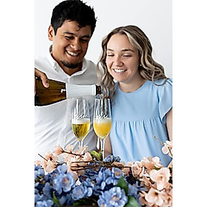 Pearhead Mr. & Mrs. Champagne Flute Set, Wedding Toasting Glasses, Wedding Champagne Glasses, His and Hers Wedding Day Glasses, Wedding or Bridal Shower Gift Idea
