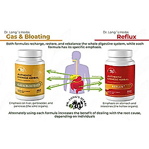 DR. LONG'S HERBS Authentic Chinese Herbal Supplement Reflux Formula - Heartburn and Indigestion Relief; Root Cause Focused; Effective for 1000 Years