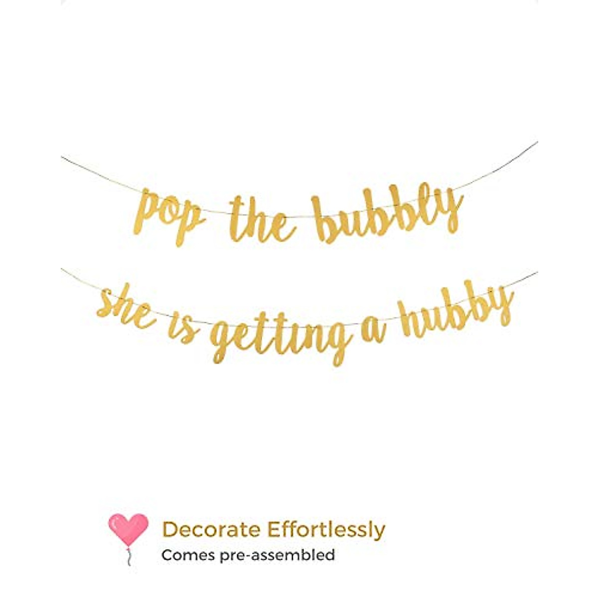 Party101 Gold Glitter Pop the Bubbly She's Getting a Hubby Banner - Bachelorette Decorations - Engagement Party, Bridal Brunch, Bachelorette Party, Mimosa Bar, Wedding Shower - Bride Decorations