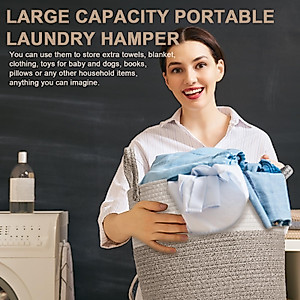 Tanlade 4 Pcs Blanket Basket Tall Woven Rope Laundry Basket 13.7 x 15.7 Inch Baby Nursery Laundry Hamper with Handle for Clothes Towels Toys Storage Hamper Basket for Bathroom Living Room (Brown)